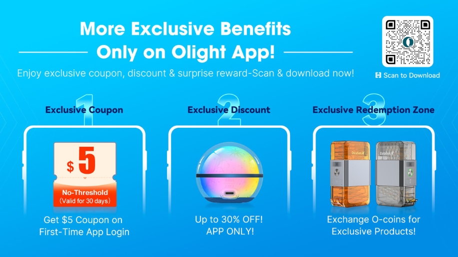 Olight App Exclusive Perks – $5 Coupon, Sphere Discounts & More